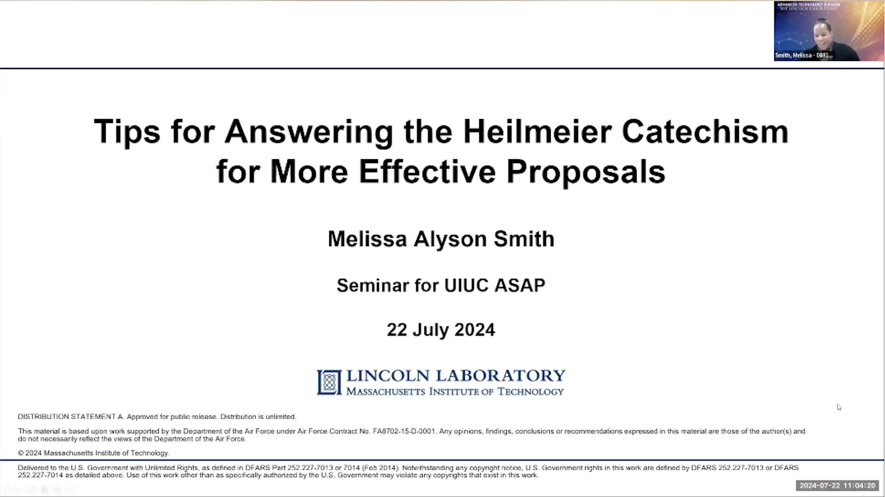 ASAP Industry Talk: Heilmeier Catechism with Dr. Melissa Smith from ...